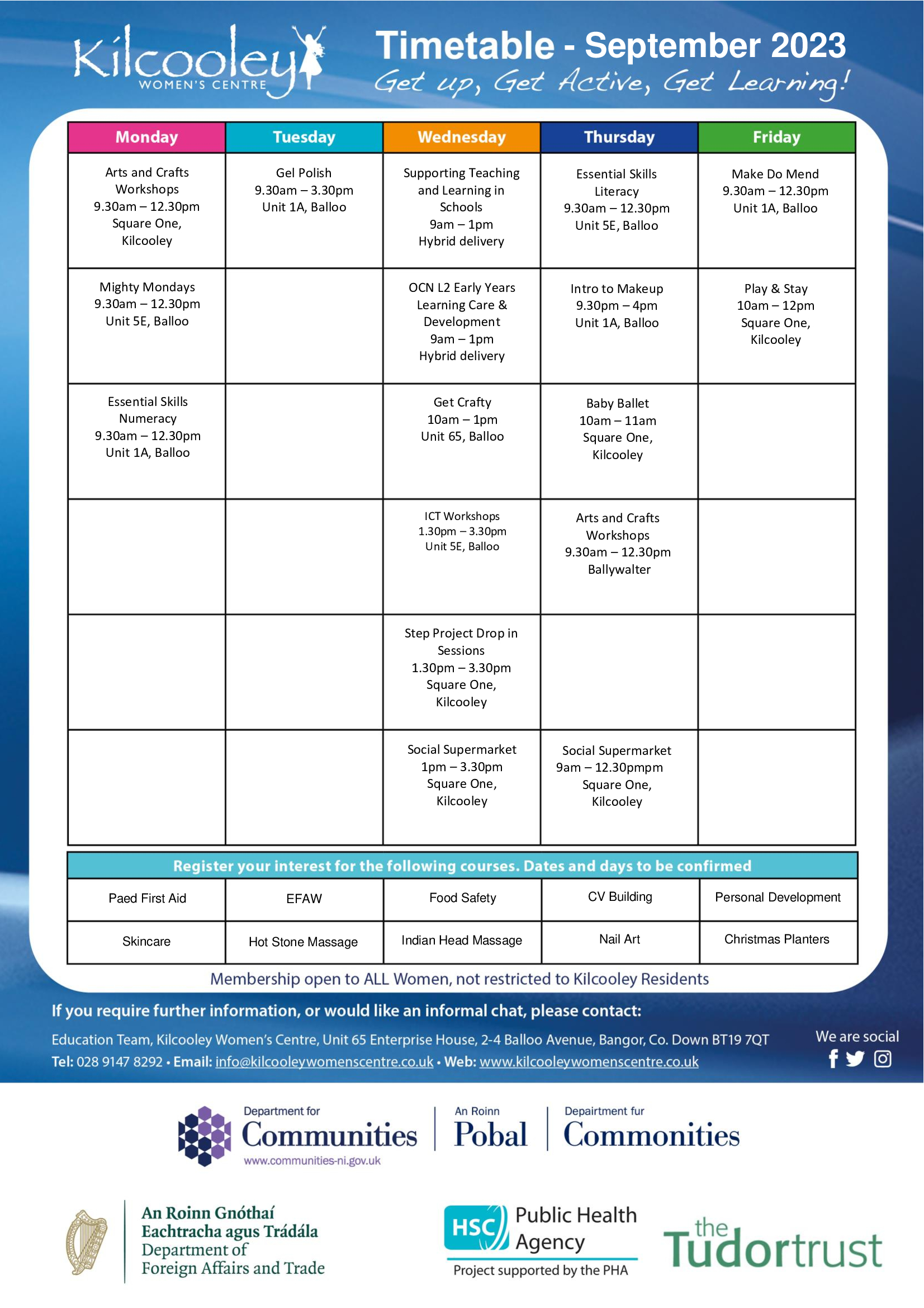 Kilcooley Womens Centre Timetable - Kilcooley Womens Centre